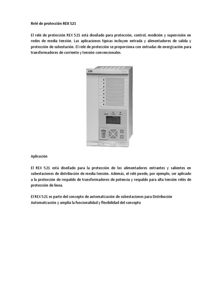 Relé de Protección REX 521 | PDF | Computadoras