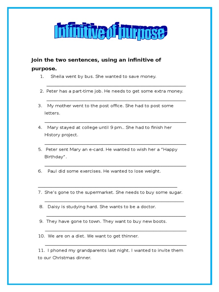 Infinitive of Purpose | PDF