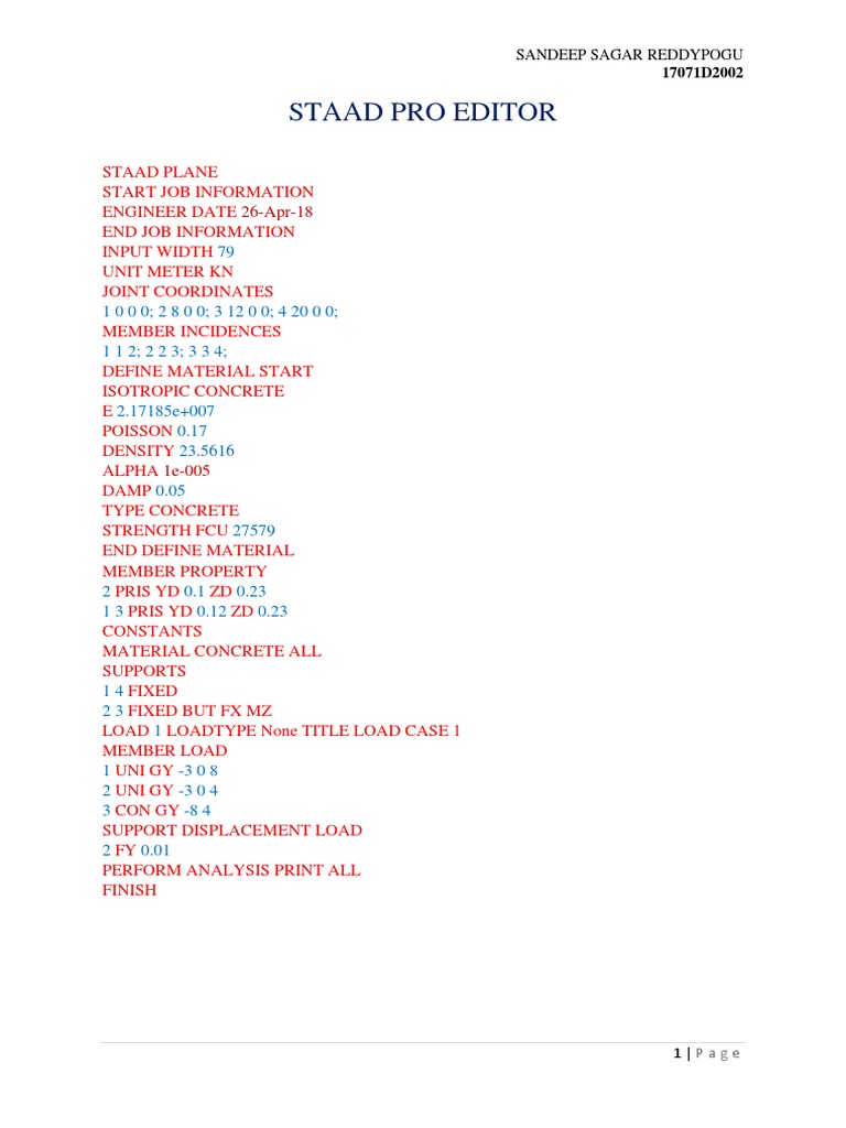 Staad Pro Editor | PDF
