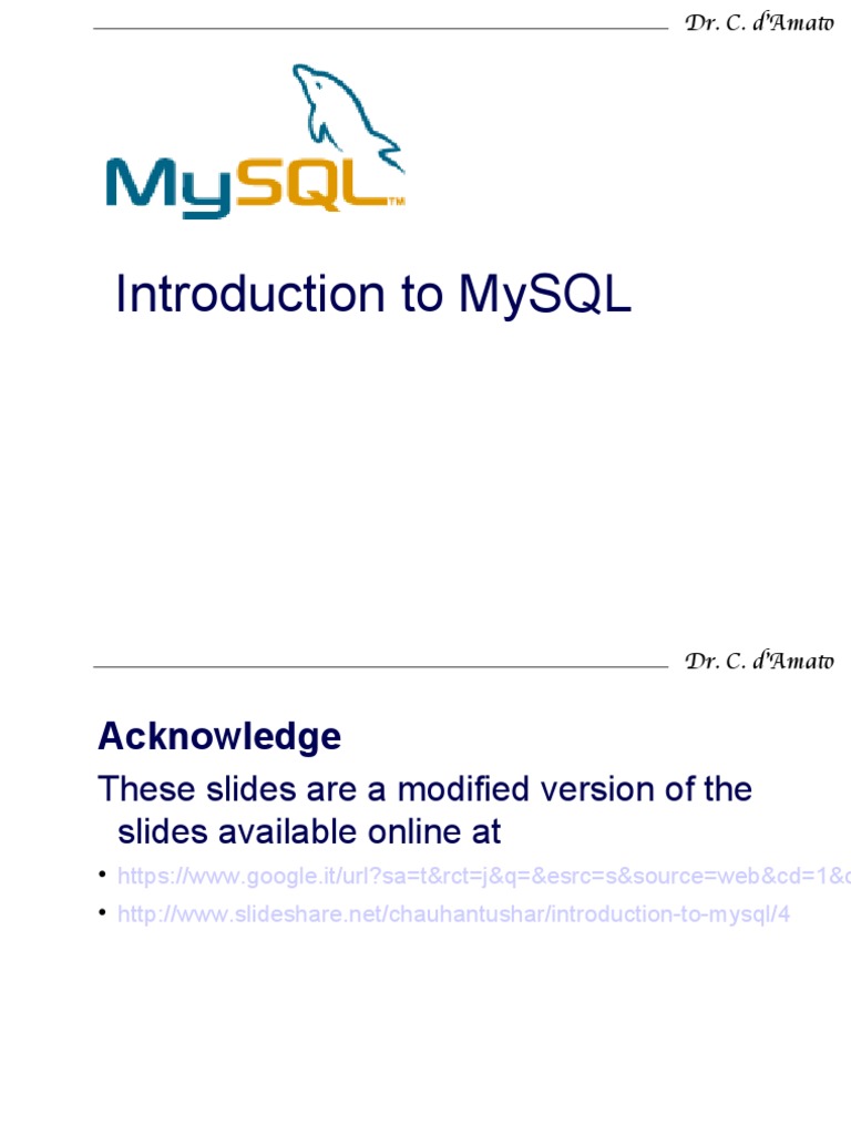 Intro A Mysql Pdf My Sql Databases 