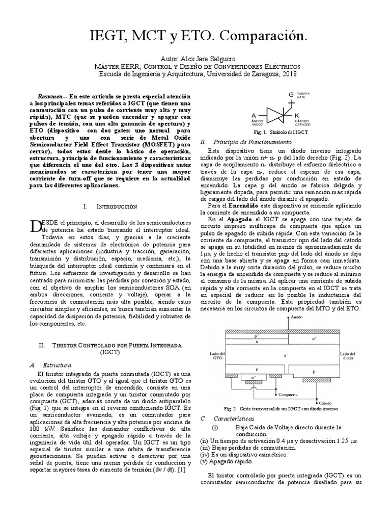 Iegt, MCT y Eto Comparation | PDF | Mosfet | Corriente eléctrica