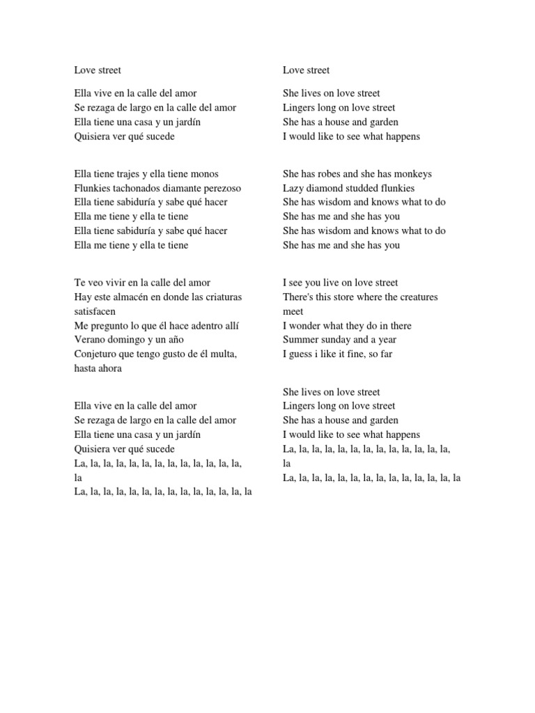 Letra de "Love Street" de The Doors | PDF | Arte | Novela negra ...