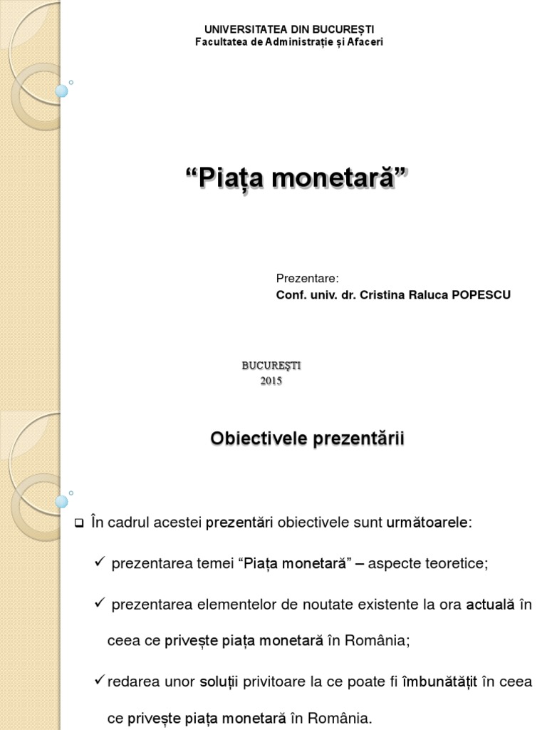 Piata Monetara - Exemplu - PPT PDF | PDF