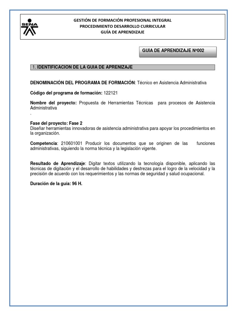 GFPI-F-019 Formato Guia de Aprendizaje GUIA 2. Mio | PDF | Factores humanos y ergonomía | Teclado