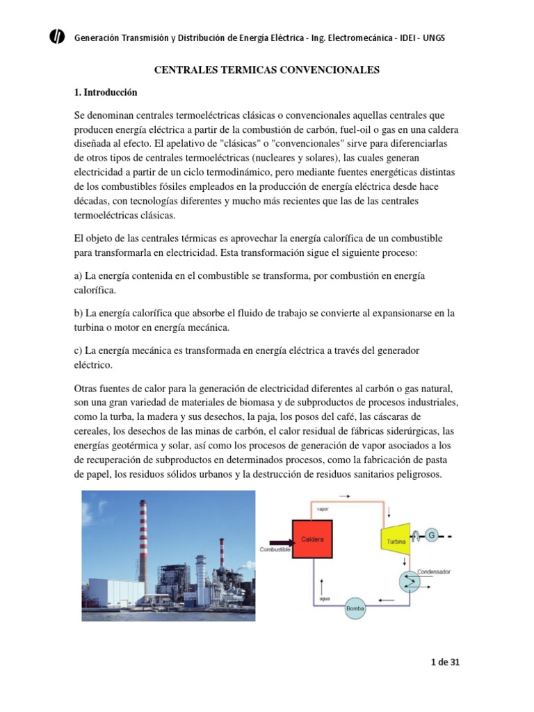 Funcionamiento de Centrales Térmicas | PDF | Generación eléctrica | Caldera