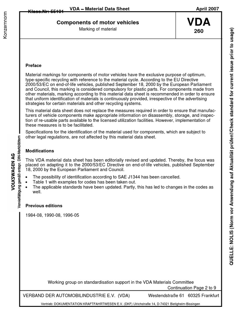 Vda 260 | PDF | Alloy | Metals