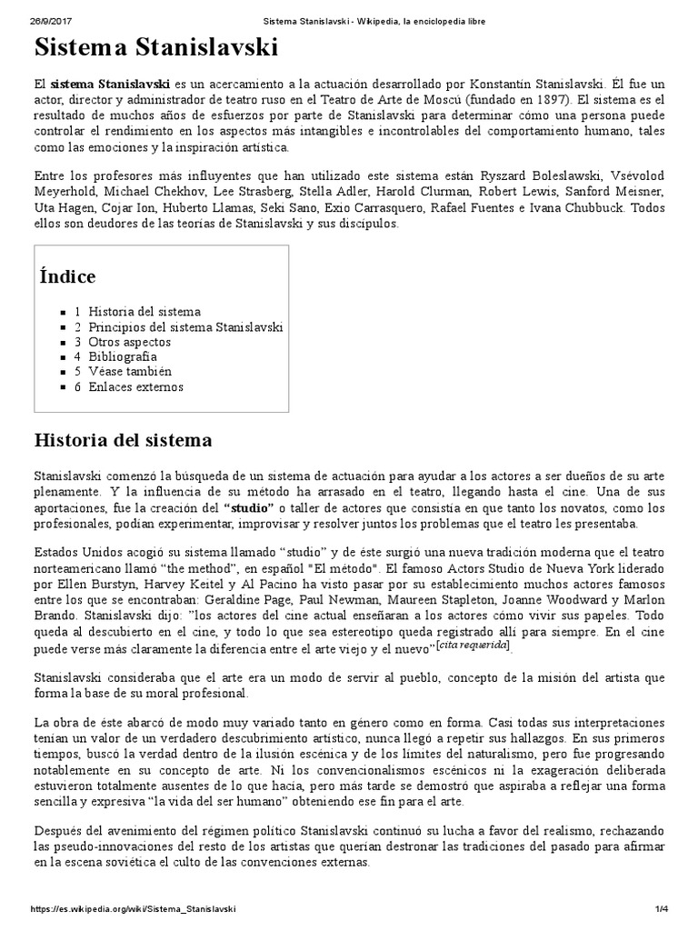 Sistema Stanislavski - Wikipedia | PDF | Interino | Teatro