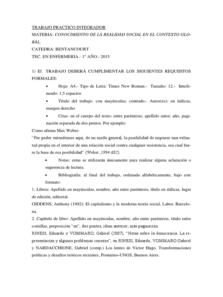 Trabajo Practico Integrador Enfermeria 2015 | PDF | Comillas | Science