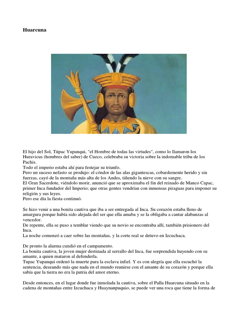 Leyenda de Palla Huarcuna y Túpac Yupanqui | PDF | Historia