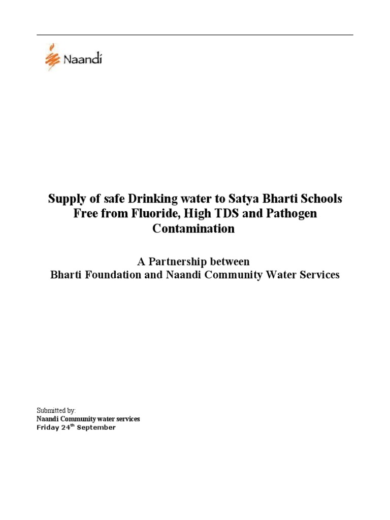 Naandi Water Services for Satya Bharti Schools | PDF | Drinking Water ...
