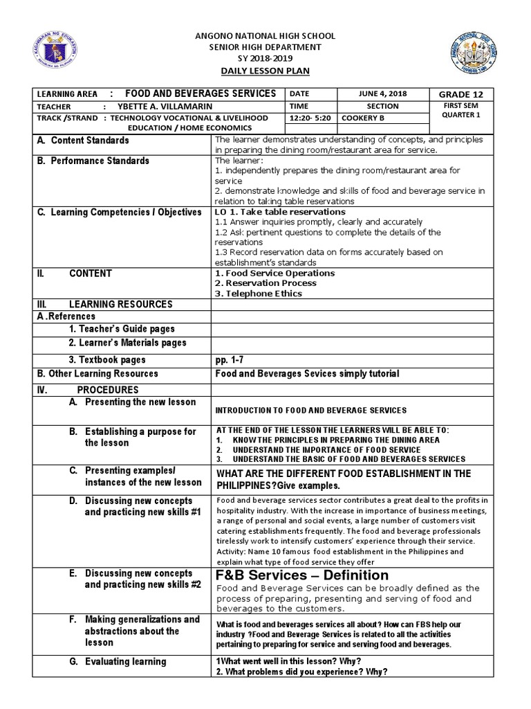Lesson Plan Fbs 2018-19 | Lesson Plan | Learning