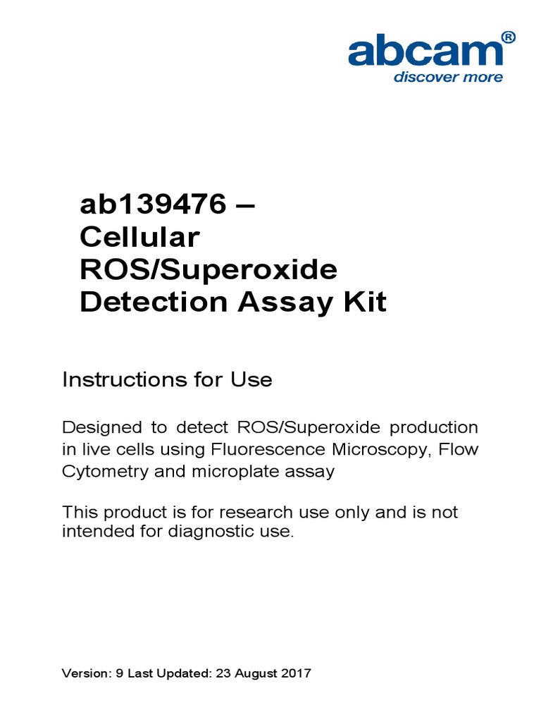 Cellular ROS-Superoxide Detection Assay Kit v9 | PDF | Reactive Oxygen ...