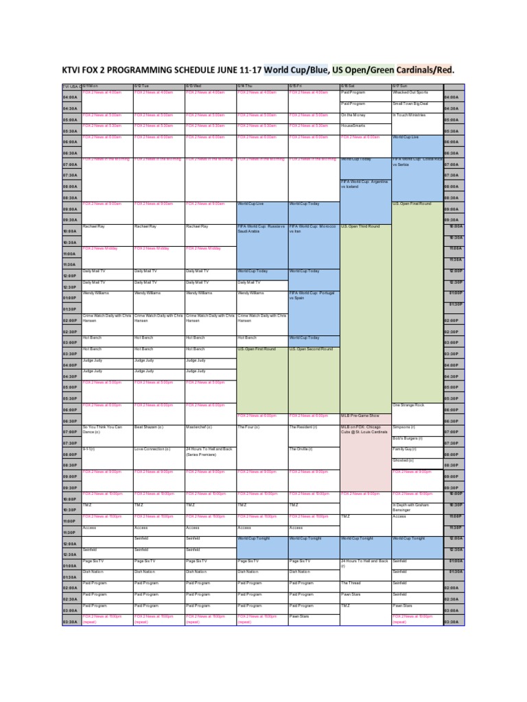 KTVI Fox 2 News Programming Schedule | PDF | Television | Broadcasting