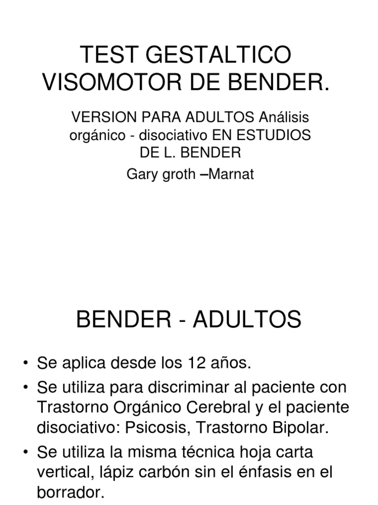 Test Gestaltico Visomotor.bender_adultos | Las emociones | Autosuperación