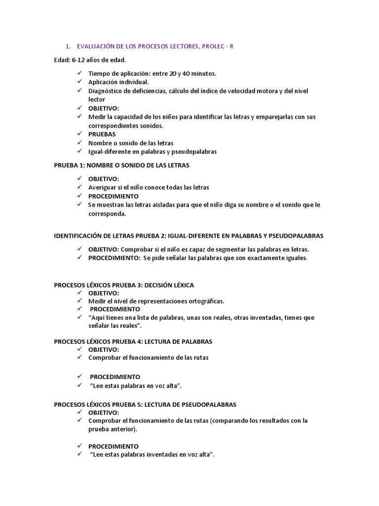 Evaluación de Los Procesos Lectores | PDF | Oración (Lingüística) | Puntuación