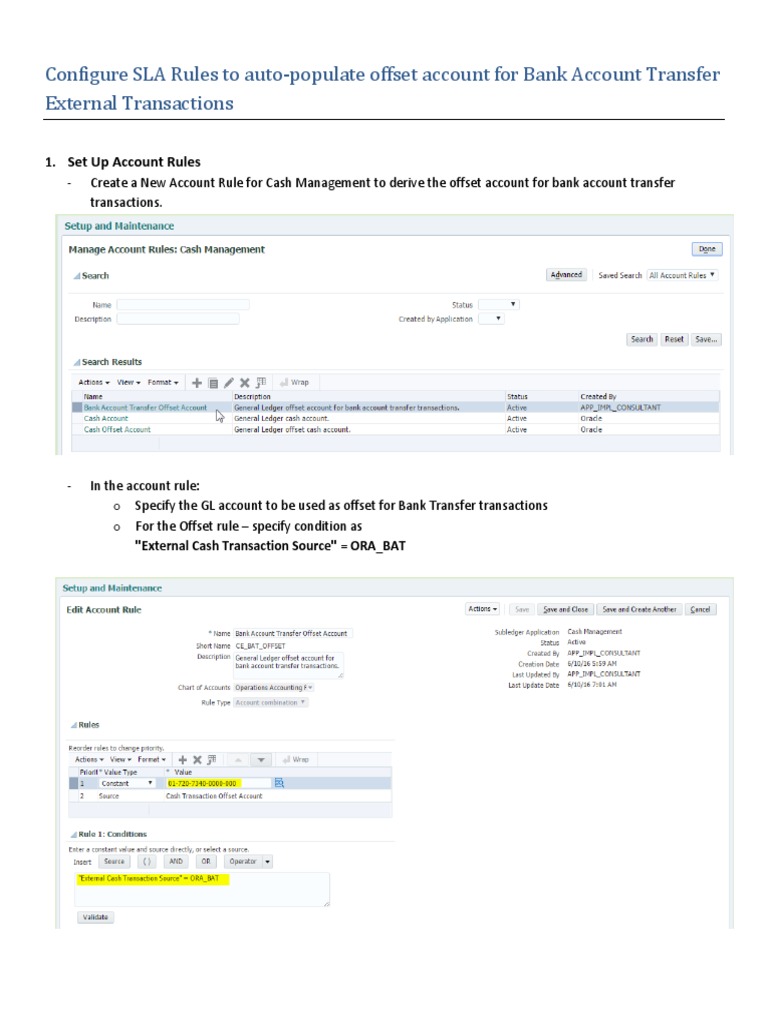 Auto-Populate Offset Account Setup | PDF