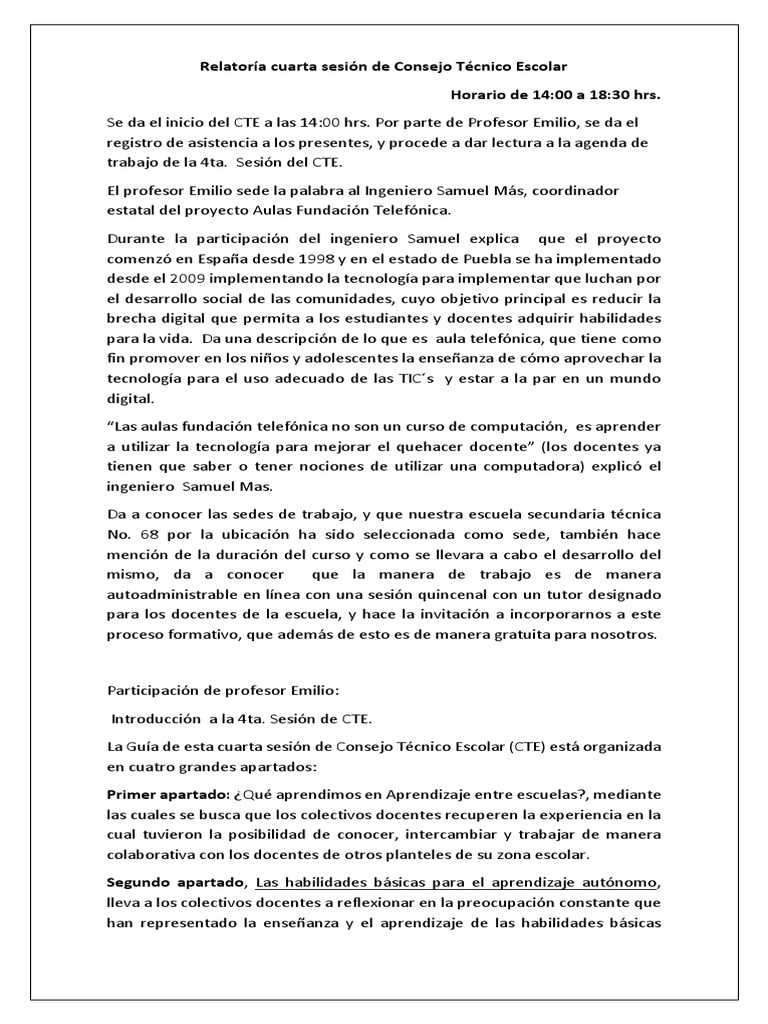 Ejemplo de Relatoria | Maestros | Lectura (proceso)