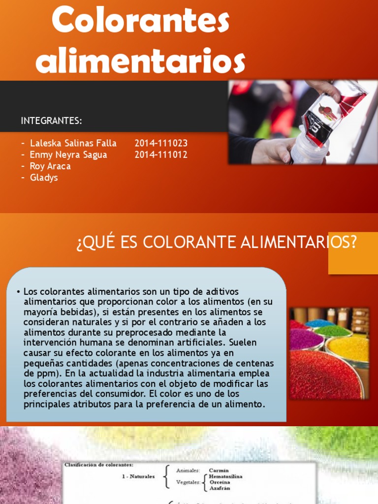 Colorantes Alimentarios: Tipos y Efectos | PDF | Alimentos | Naturaleza