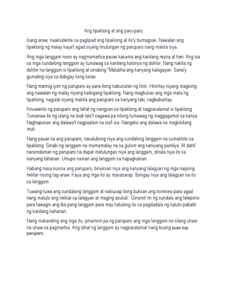 Ang Tipaklong at Ang Paru | PDF