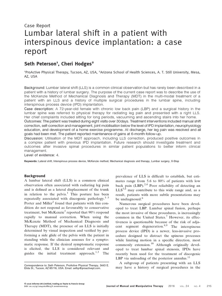 Lumbar Lateral Shift | PDF | Pain | Physical Therapy