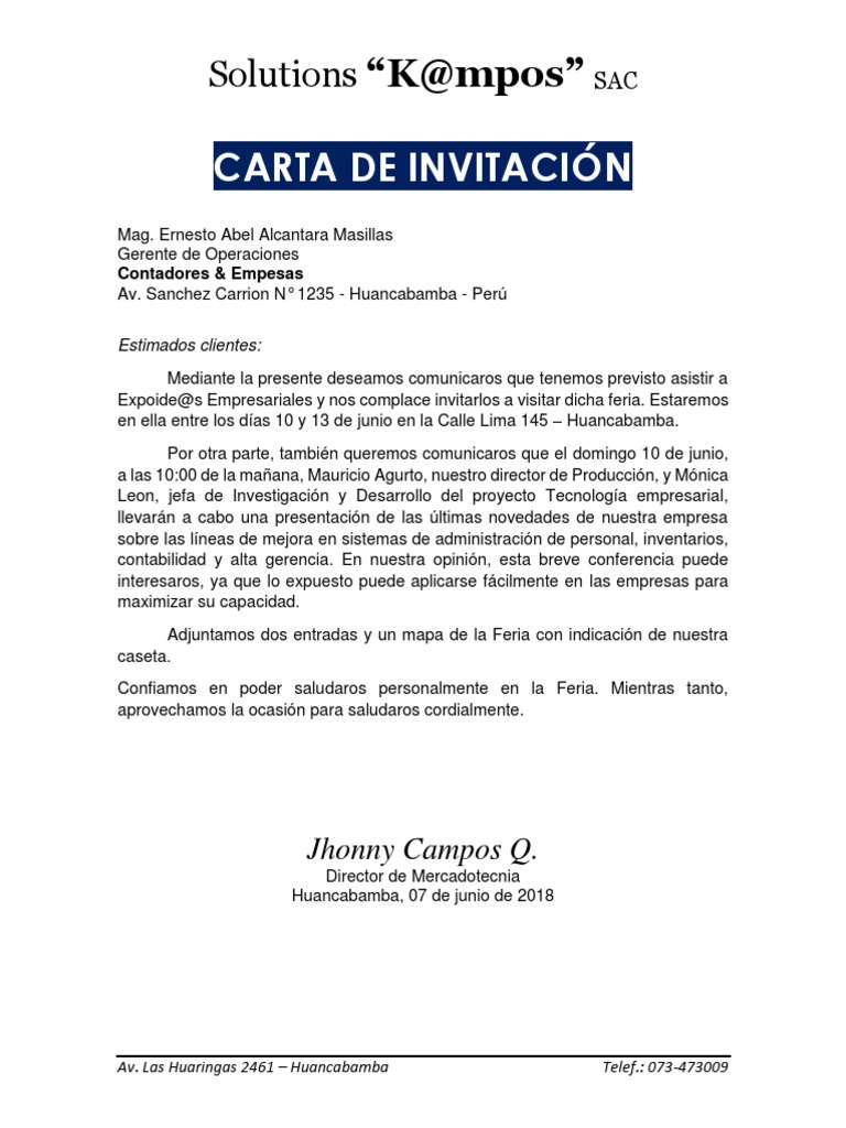 Carta de Invitación | PDF | Marketing | Economias