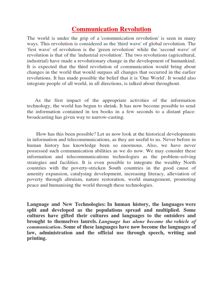Communication Revolution | PDF | Satellite | Telecommunication