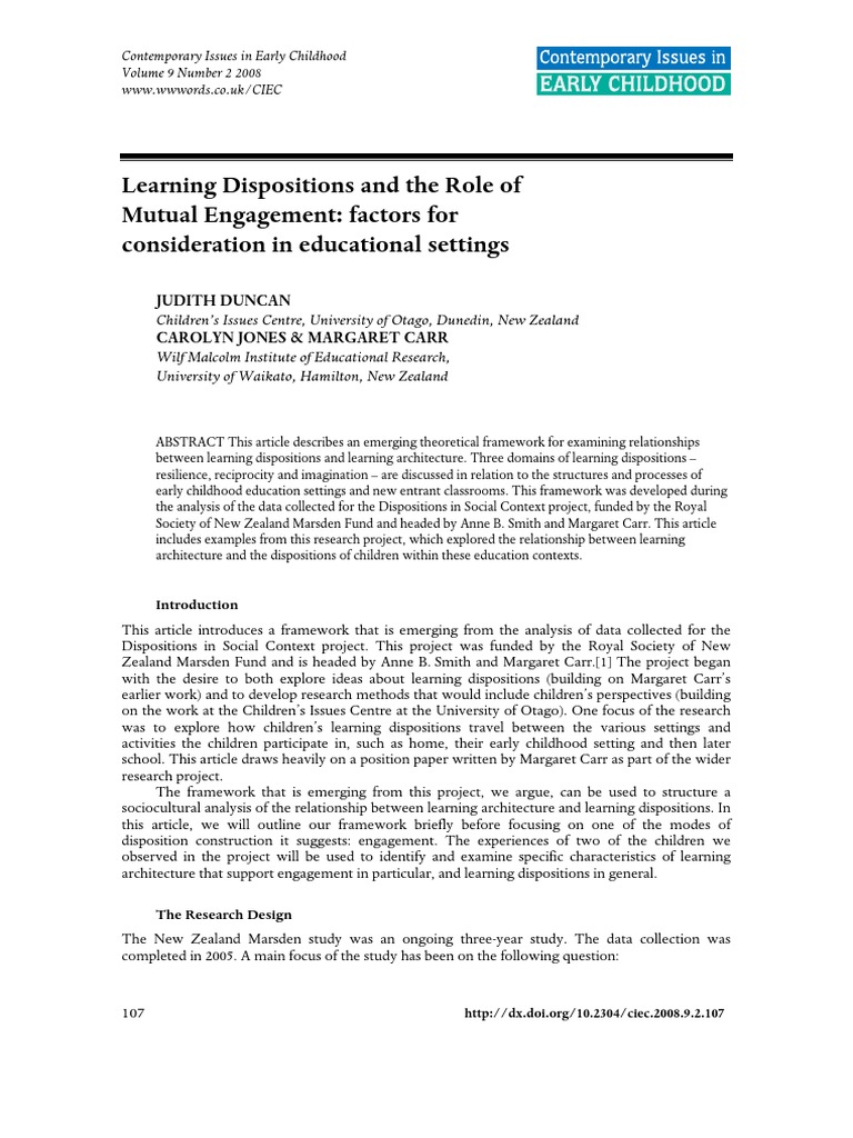 Learning Dispositions | PDF | Early Childhood Education | Identity ...