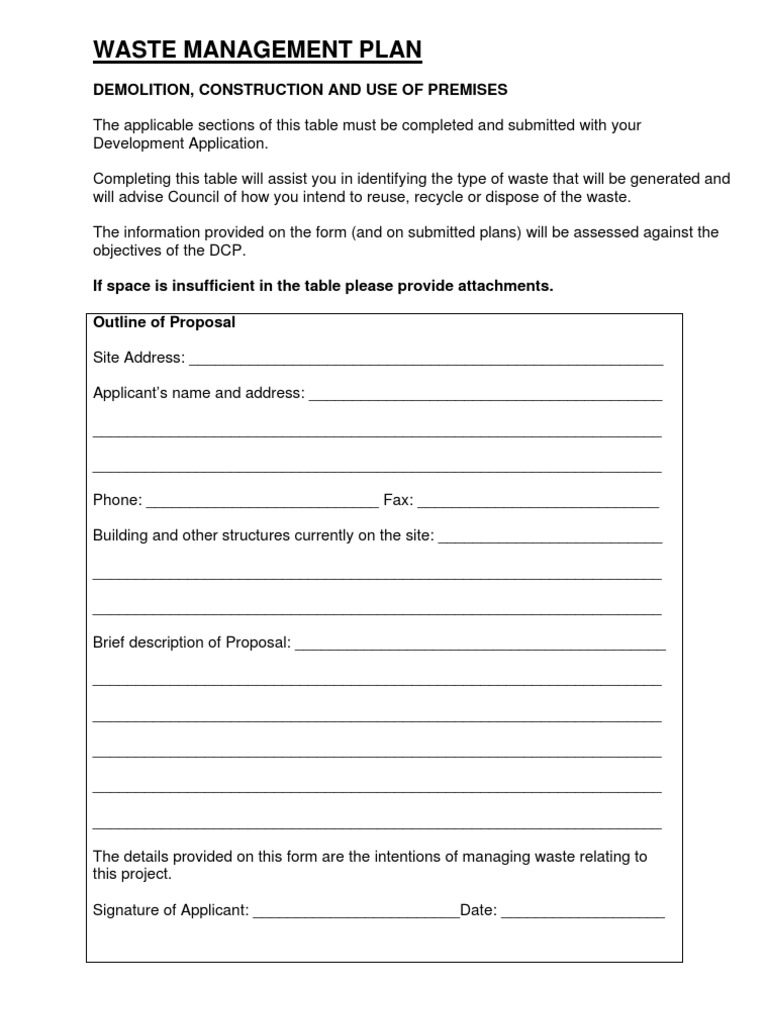 Demolition Waste Management Plan Template | PDF | Waste Management | Reuse