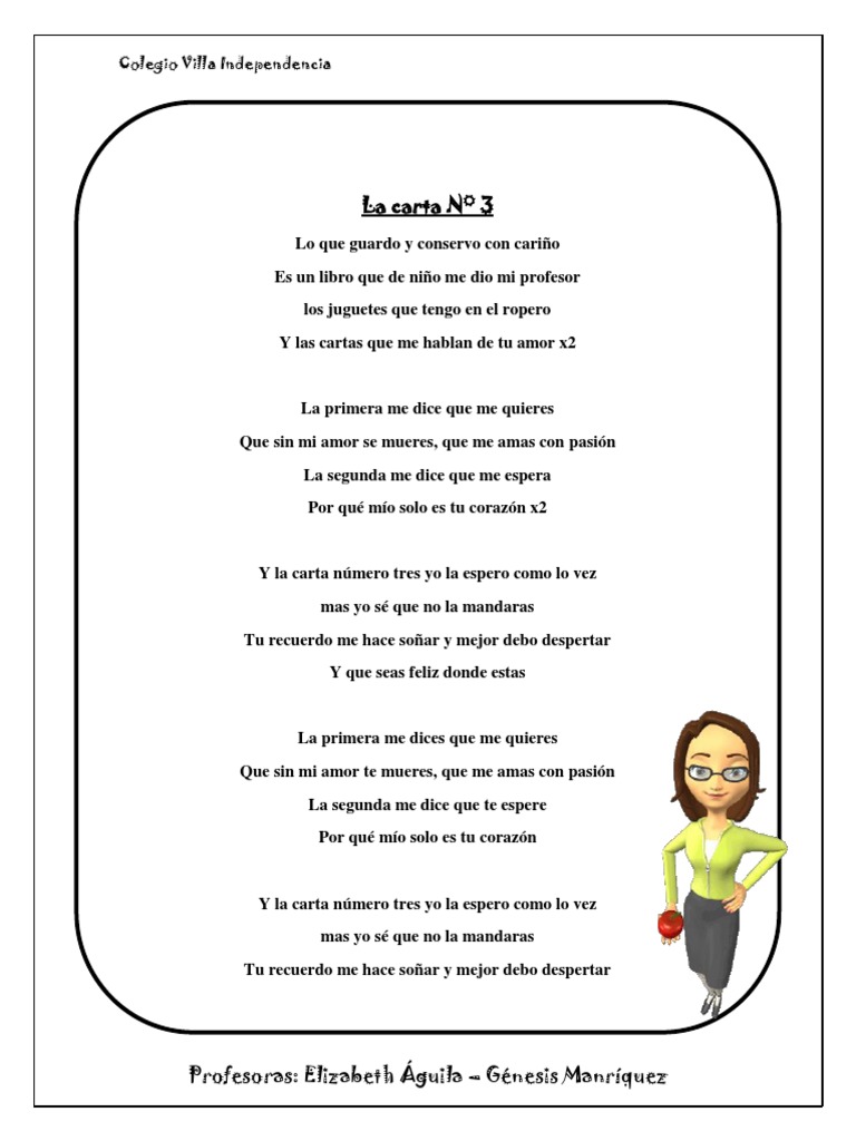 Carta Numero 3 Cancion | PDF | Ocio