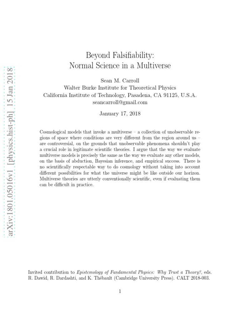 Beyond Falsifiability - Sean Carroll | PDF | Falsifiability | Multiverse