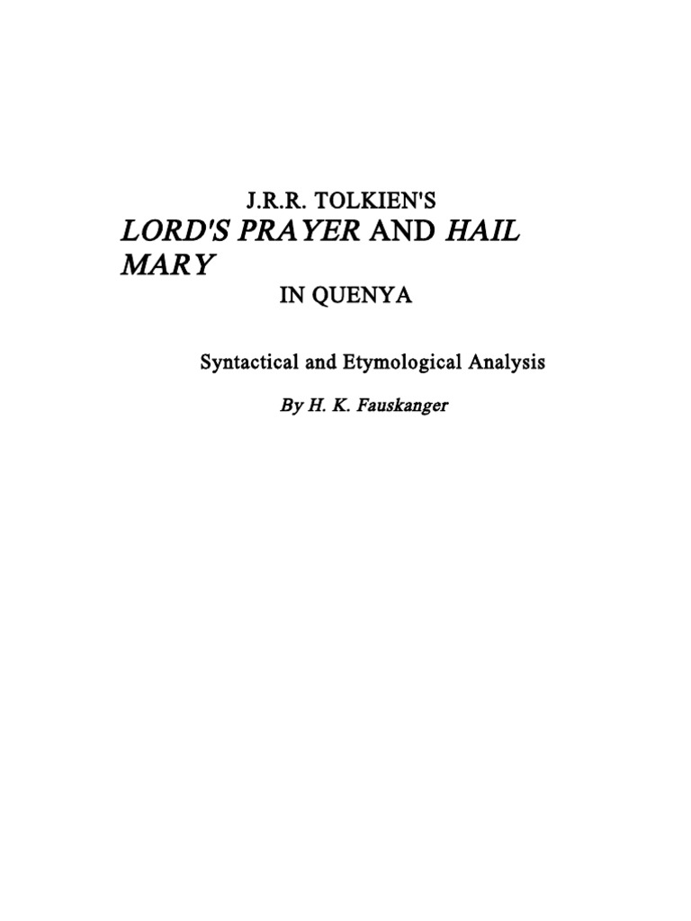 Ataremma - The Lord' S Prayer and Hail Mary in Elvish | PDF | Verb ...