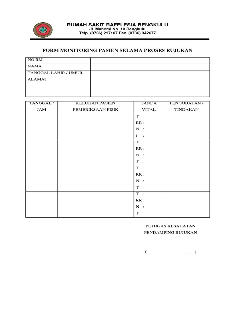 Form Monitoring Pasien Selama Proses Rujukan | PDF