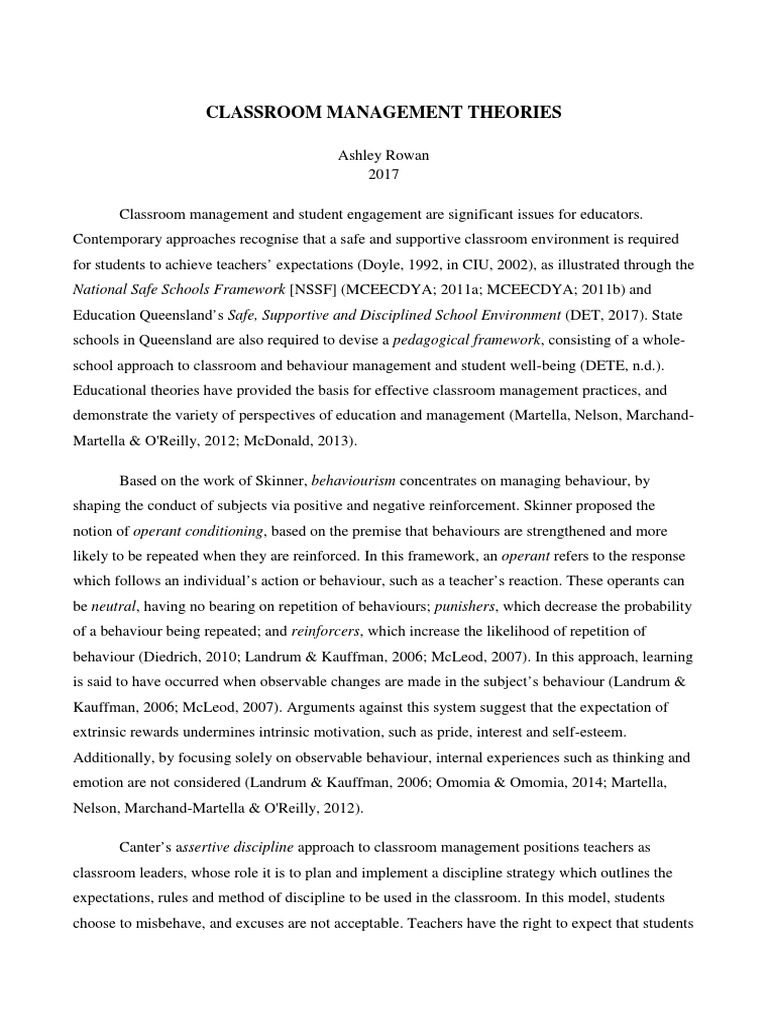 Classroom Management Theories | PDF | Classroom Management | Behaviorism