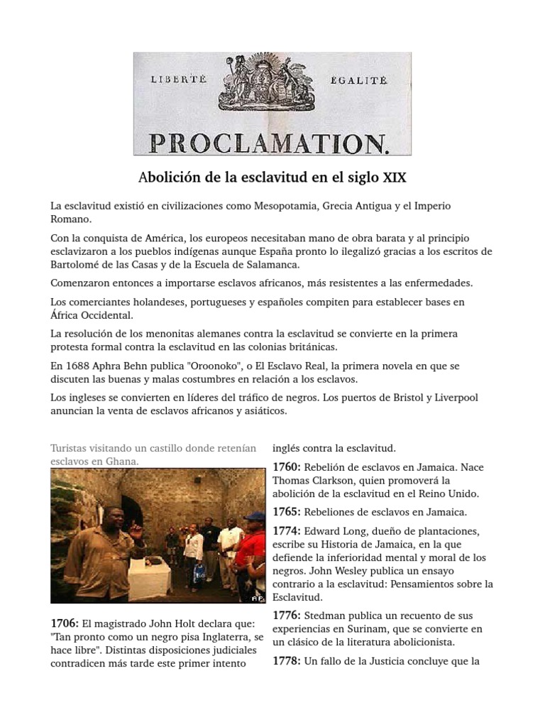Abolicion de La Esclavitud | Abolicionismo | Esclavitud | Prueba ...