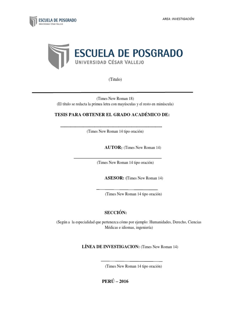 Caratula de Tesis UCV en Word | PDF