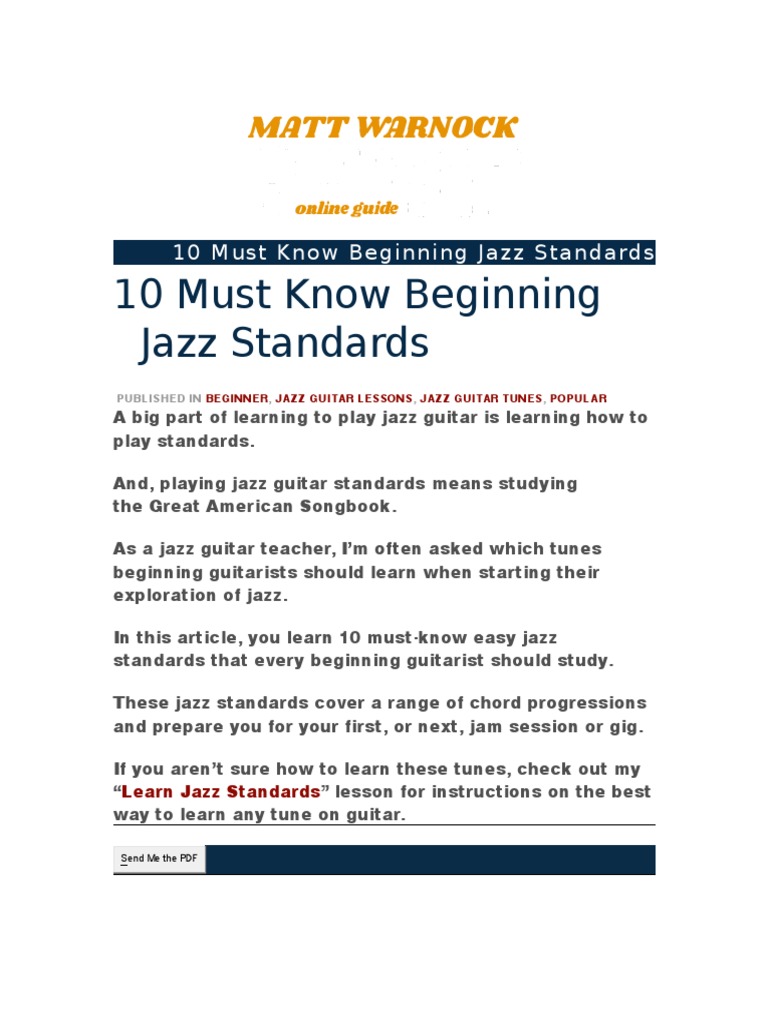 10 Must Know Beginning Jazz Standards | PDF | Jazz | Chord (Music)