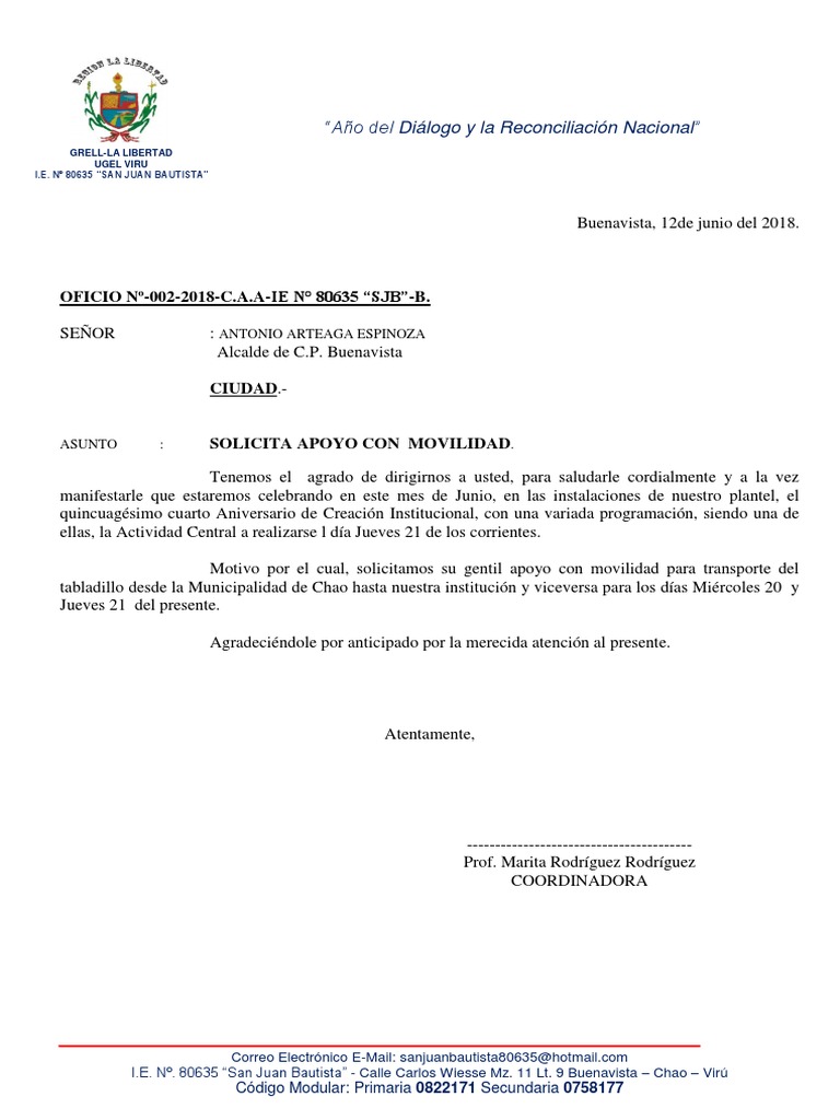 Solicitud de Apoyo de Movilidad al Alcalde | PDF
