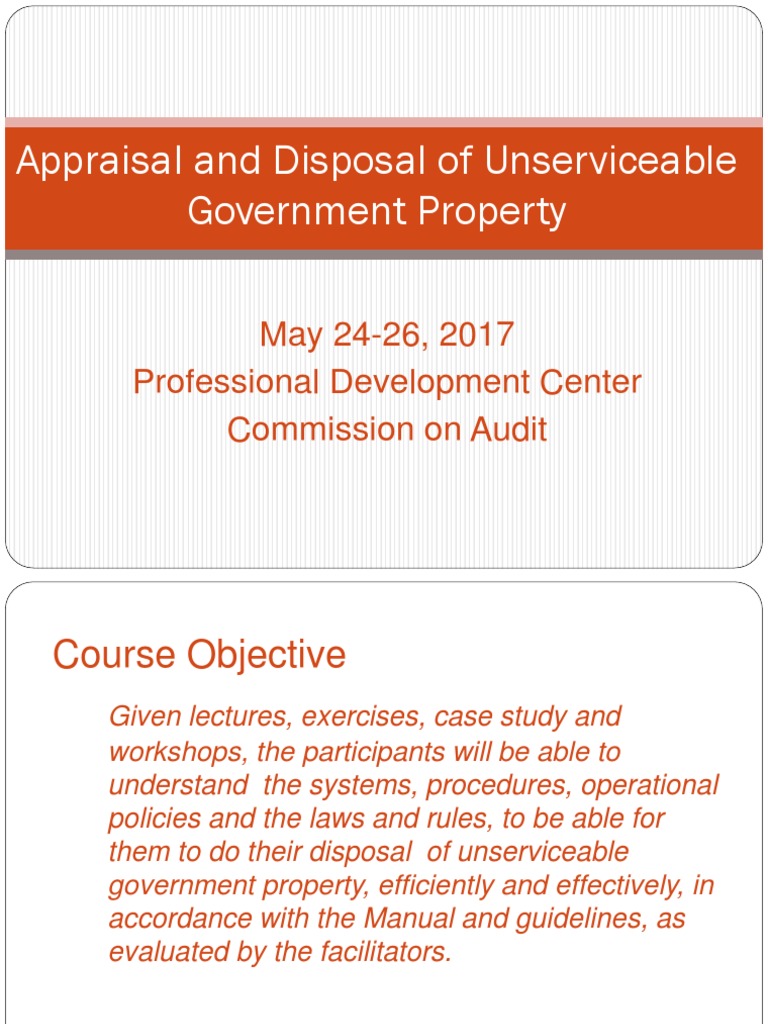 Appraisal and Disposal of Unserviceable Government Property | PDF