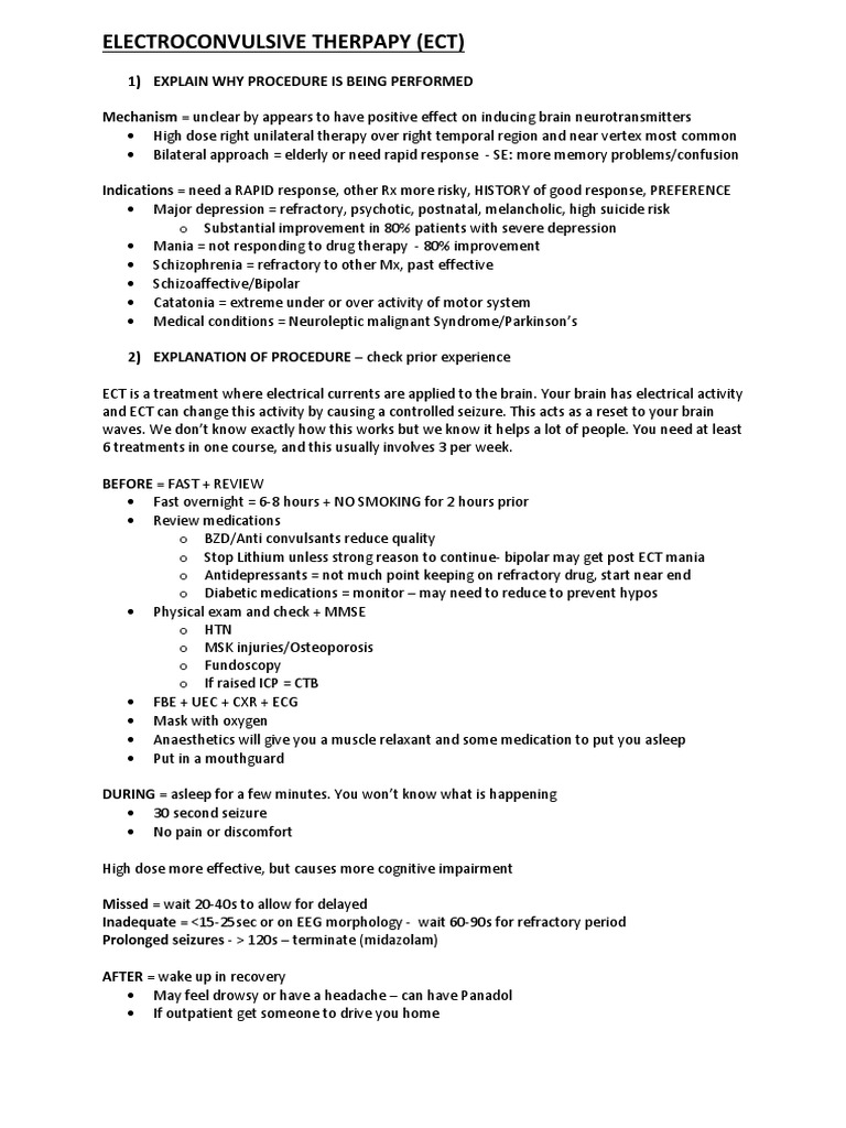 Ect | PDF | Electroconvulsive Therapy | Psychiatry