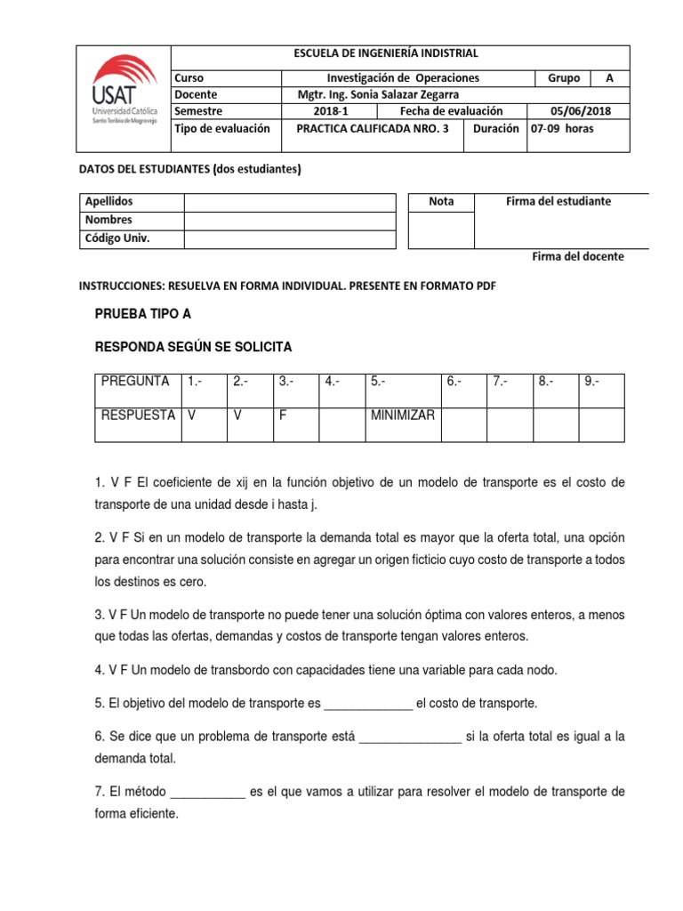 Solucion PC A | PDF | La investigación de operaciones | Transporte