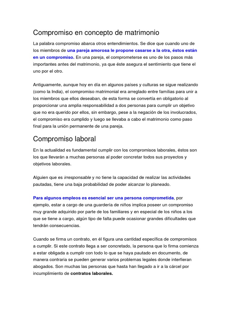 Compromiso en Concepto de Matrimonio | PDF | Matrimonio | Science