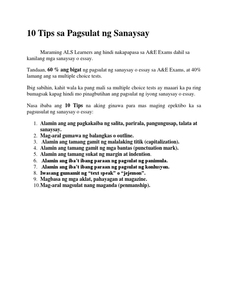 10 Tips Sa Pagsulat NG | PDF