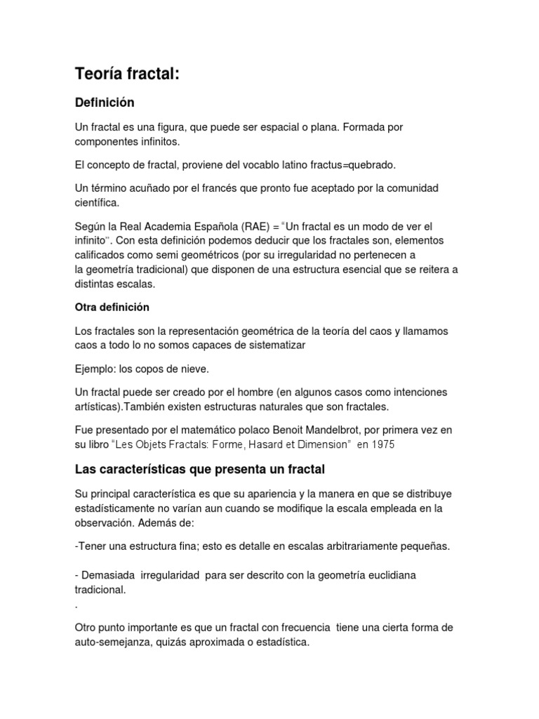 Teoría Fractal | PDF | Fractal | Dimensión