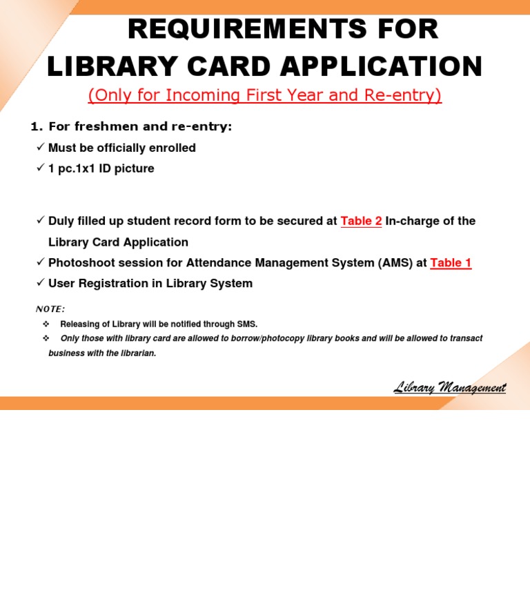 Requirements For Library Card Application | PDF