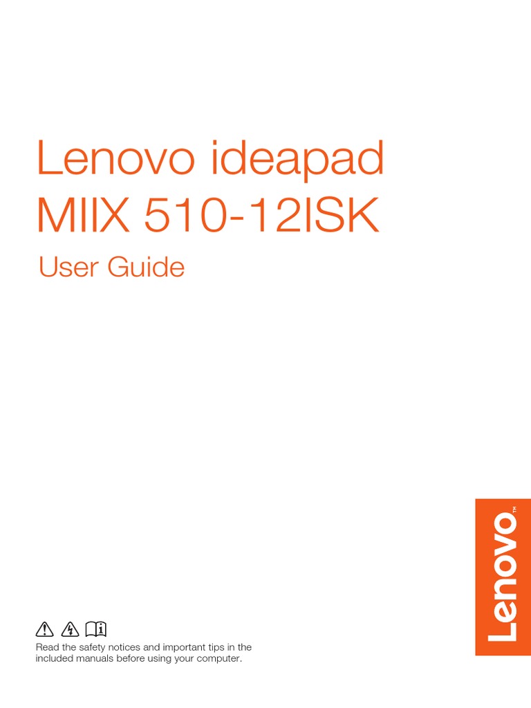 Lenovo Miix 510 Manual | PDF | Windows 10 | Tablet Computer