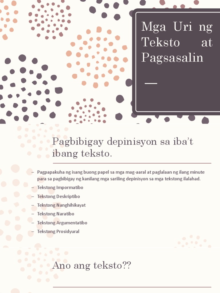 Mga Uri NG Teksto at Pagsasalin | PDF