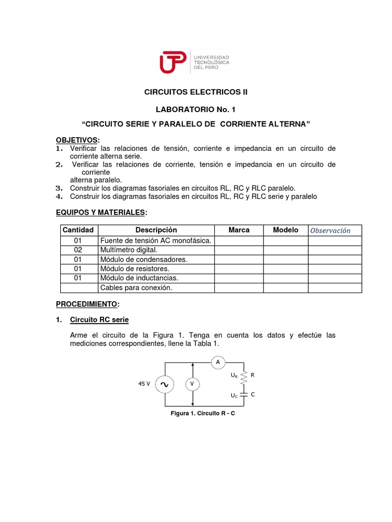 Guia de Laboratorio Circuitos Electricos II | PDF | Impedancia eléctrica | Corriente eléctrica