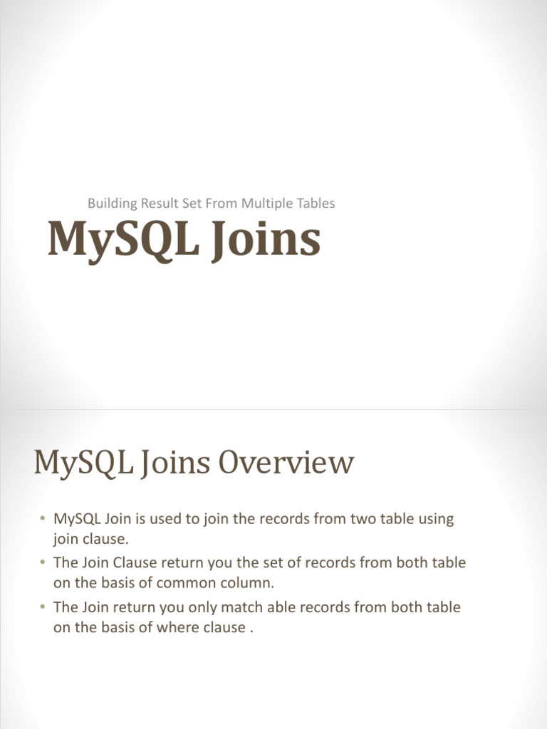 MySQL Joins | Download Free PDF | Databases | Computer Data