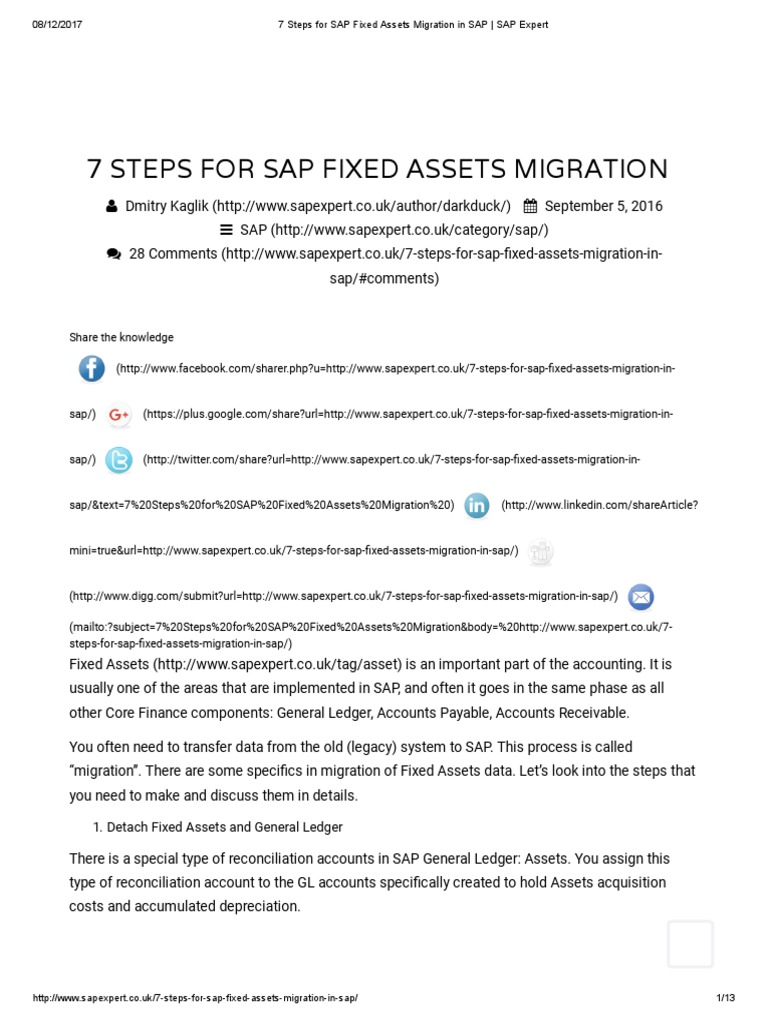 SAP Fixed Assets Migration Guide | PDF | Depreciation | Fixed Asset