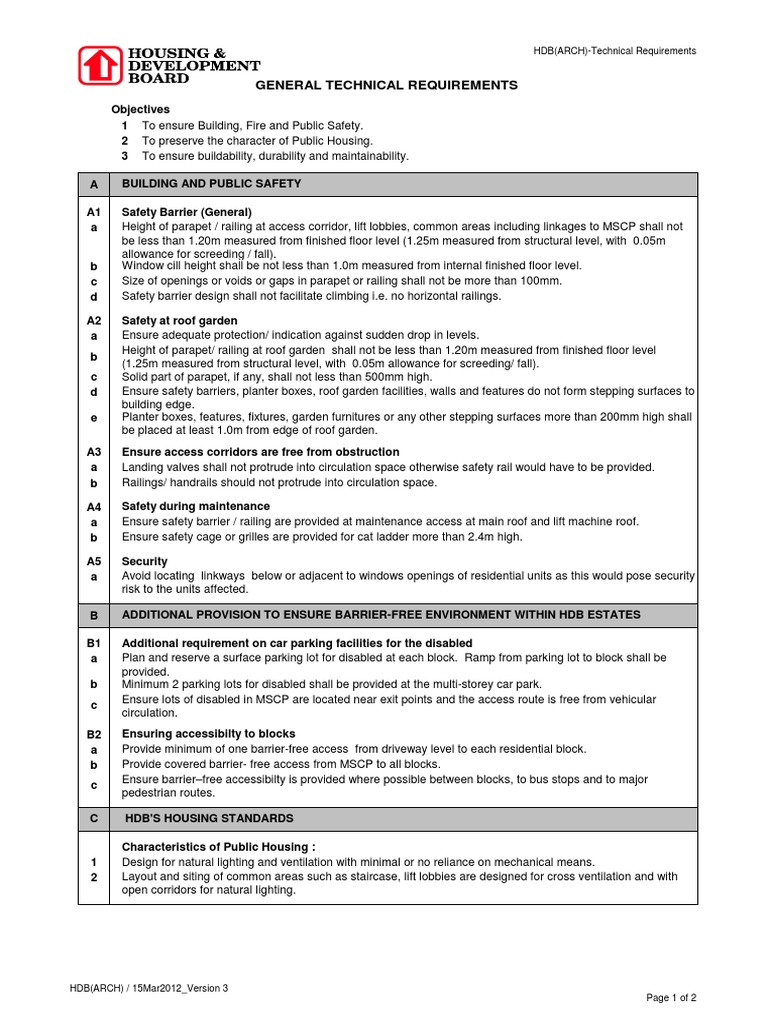 06 HDB (ARCH) - Technical Requirements | PDF | Building Engineering ...